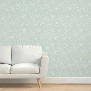 Spoonflower Sage And Bloom 100% Natural Sisal Grasscloth Wallcovering