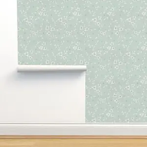 Spoonflower Sage And Bloom 100% Natural Sisal Grasscloth Wallcovering