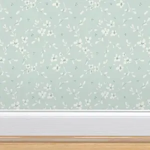 Spoonflower Sage And Bloom 100% Natural Sisal Grasscloth Wallcovering