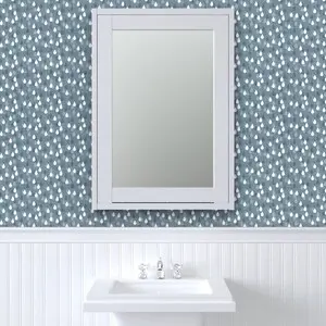 Spoonflower Rain Water Umbrella Weather Parasol Shower Custom Pre-pasted Wallpaper - Blue