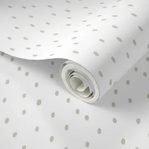Spoonflower White Dot Dots Dotted Spots Beige Traditional Wallpaper - White,beige,gray