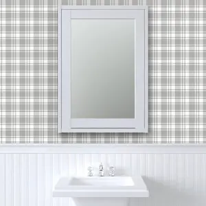 Spoonflower Fall Plaid Grey And White Tartan Little Arrow Custom Removable Wallpaper