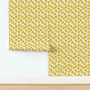 Spoonflower Lemon Lemons Fruit Fruits Citrus Custom Pre-pasted Wallpaper