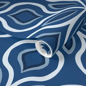 Spoonflower Monochromatic Midnight Ice Slate Color Of The Custom Pre-pasted Wallpaper - Blue