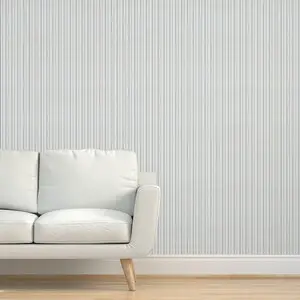 Spoonflower Toulouse French Ticking ~ Blue And White Vow 100% Natural Sisal Grasscloth Wallcovering - Blue,white