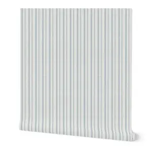 Spoonflower Toulouse French Ticking ~ Blue And White Vow 100% Natural Sisal Grasscloth Wallcovering - Blue,white