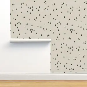 Spoonflower Ski Gear Pine Trees In Cream 100% Natural Sisal Grasscloth Wallcovering