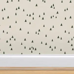 Spoonflower Ski Gear Pine Trees In Cream 100% Natural Sisal Grasscloth Wallcovering