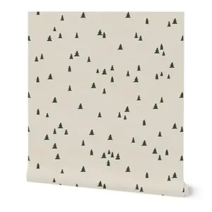 Spoonflower Ski Gear Pine Trees In Cream 100% Natural Sisal Grasscloth Wallcovering