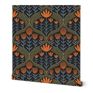 Spoonflower Toulouse Orange 100% Natural Sisal Grasscloth Wallcovering