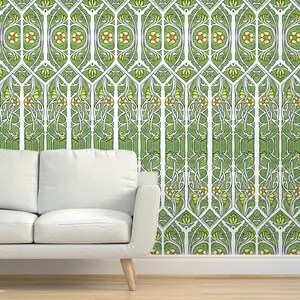 Spoonflower Spring Green Branches Summer Custom Removable Wallpaper