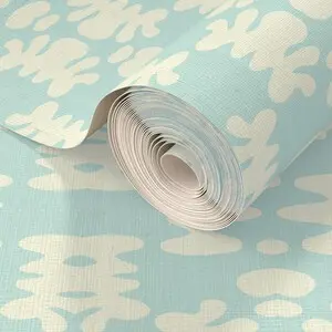 Spoonflower Sea Splash Coastal 100% Natural Sisal Grasscloth Wallcovering - Blue