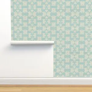 Spoonflower Sea Splash Coastal 100% Natural Sisal Grasscloth Wallcovering