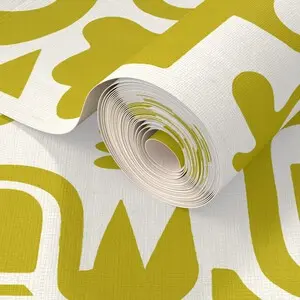 Spoonflower Scandi Mod Mustard 100% Natural Sisal Grasscloth Wallcovering - Yellow