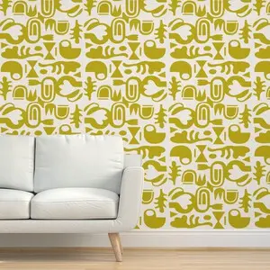 Spoonflower Scandi Mod Mustard 100% Natural Sisal Grasscloth Wallcovering