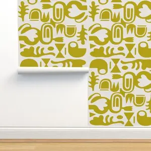Spoonflower Scandi Mod Mustard 100% Natural Sisal Grasscloth Wallcovering