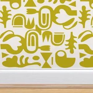 Spoonflower Scandi Mod Mustard 100% Natural Sisal Grasscloth Wallcovering