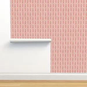 Spoonflower Tropical Leaves Blush Background 100% Natural Sisal Grasscloth Wallcovering