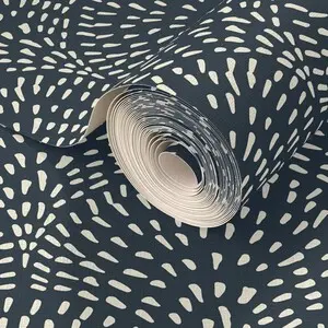 Spoonflower Scales Large Scale Alabaster White On Naval Blue 100% Natural Sisal Grasscloth Wallcovering - Navy,blue