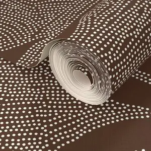 Spoonflower Ulu Pierced White On Chocolate 250 100% Natural Sisal Grasscloth Wallcovering - Brown,white