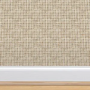 Spoonflower Crayon Squares In Brown 100% Natural Sisal Grasscloth Wallcovering