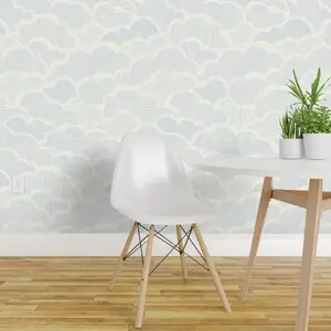 Spoonflower Clouds Wallpaper Cotton Sky Nursery Texture 100% Natural Sisal Grasscloth Wallcovering