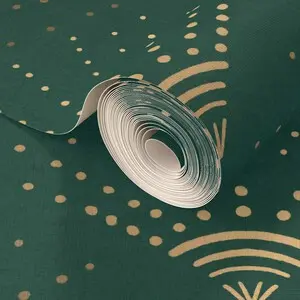 Spoonflower Cosette Green 100% Natural Sisal Grasscloth Wallcovering - Gold,yellow