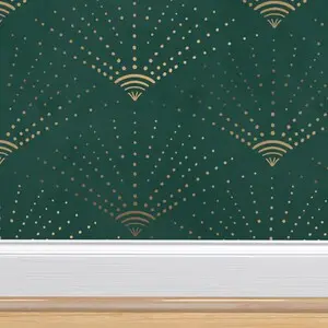 Spoonflower Cosette Green 100% Natural Sisal Grasscloth Wallcovering - Gold,yellow