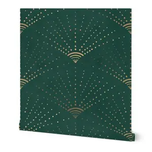 Spoonflower Cosette Green 100% Natural Sisal Grasscloth Wallcovering - Gold,yellow
