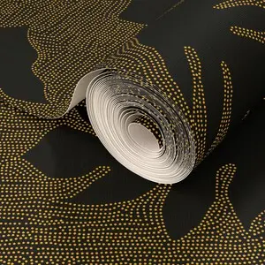Spoonflower Ulu Pierced Mango On Black 450 100% Natural Sisal Grasscloth Wallcovering