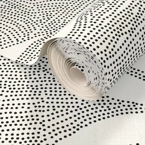 Spoonflower Ulu Pierced Black On White 250 100% Natural Sisal Grasscloth Wallcovering - Black,white