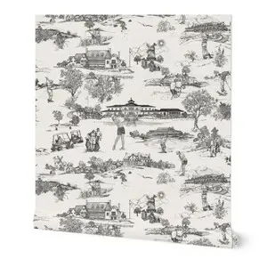 Spoonflower Toile And White 100% Natural Sisal Grasscloth Wallcovering - Black