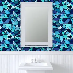 Spoonflower Stained Glass Abstract Watercolor Geometric Traditional Wallpaper