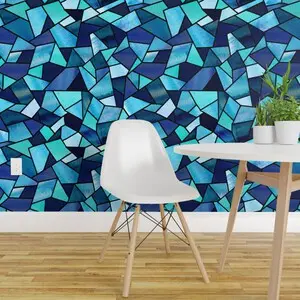 Spoonflower Stained Glass Abstract Watercolor Geometric Traditional Wallpaper