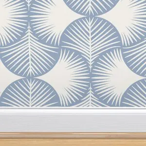 Spoonflower Tropical Geometry Grey Blue 100% Natural Sisal Grasscloth Wallcovering