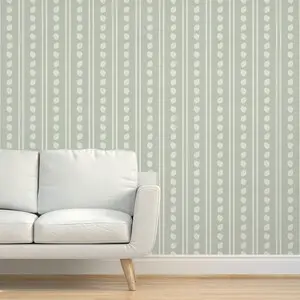 Spoonflower Vertical Stripe Ulu Breadfruit Leaf Neutrals 100% Natural Sisal Grasscloth Wallcovering
