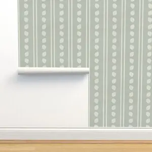 Spoonflower Vertical Stripe Ulu Breadfruit Leaf Neutrals 100% Natural Sisal Grasscloth Wallcovering