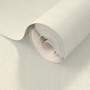 Spoonflower Cream Off Solid Plain Gingezel 100% Natural Sisal Grasscloth Wallcovering - White
