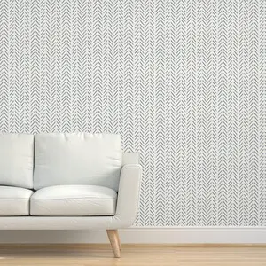 Spoonflower Tracks Blue On White 100% Natural Sisal Grasscloth Wallcovering