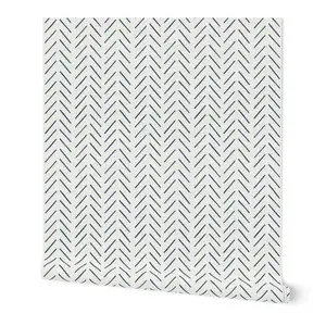 Spoonflower Tracks Blue On White 100% Natural Sisal Grasscloth Wallcovering
