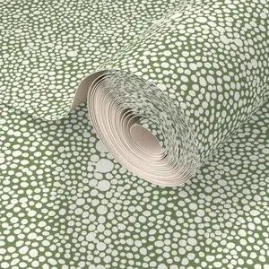 Spoonflower Shagreen White On Dill 100% Natural Sisal Grasscloth Wallcovering - White,green