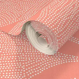 Spoonflower Ulu Pierced White On Zin 450 100% Natural Sisal Grasscloth Wallcovering - White,pink