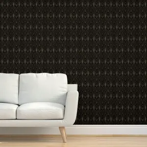Spoonflower Gold Geometric Pattern Art Deco Black Background Custom Pre-pasted Wallpaper