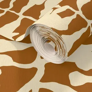 Spoonflower Shaky Leaf Tendril Rust 100% Natural Sisal Grasscloth Wallcovering - Orange