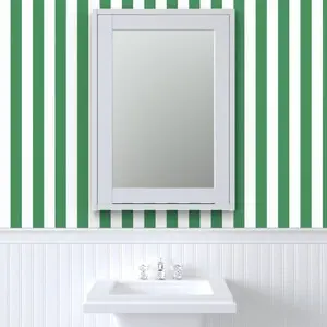 Spoonflower Stripes Striped Vertical Kelly Traditional Wallpaper