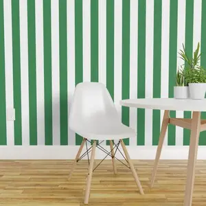 Spoonflower Stripes Striped Vertical Kelly Traditional Wallpaper