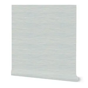 Spoonflower Cottage And Light Cream 100% Natural Sisal Grasscloth Wallcovering - Blue