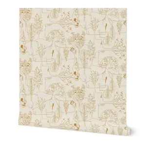Spoonflower Tree Line Cream Med 100% Natural Sisal Grasscloth Wallcovering