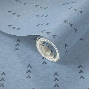 Spoonflower Triangles Arrows Geometric Slate Carolina Custom Pre-pasted Wallpaper - Blue