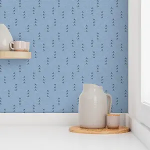 Spoonflower Triangles Arrows Geometric Slate Carolina Custom Pre-pasted Wallpaper - Blue
